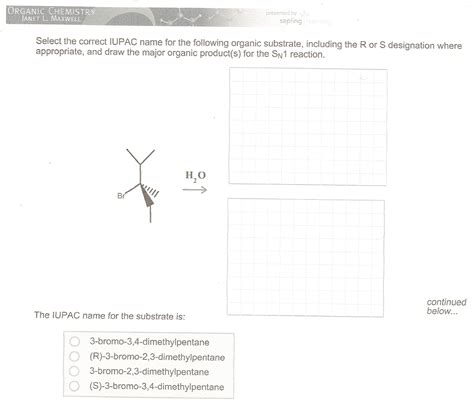 Solved Select The Correct Iupac Name For The Following Or