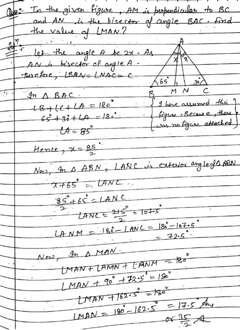In The Given Figure Am Perpendicular To Bc And An Is The Bisector Of