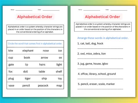 Abc Order Printable Alphabetical Order Worksheets For 1st L 2nd
