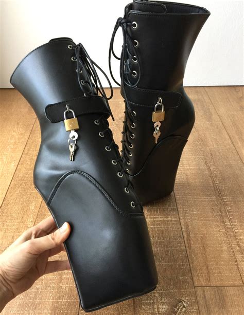 18cm Locky Beginner Lockable Ballet Wedge Boots Hoof Sole Heelless F
