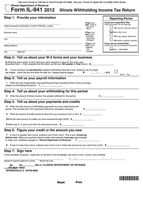 Printable Form Il 941 Printable Forms Free Online