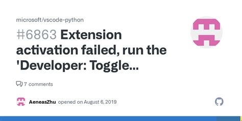 extension activation failed run the developer toggle developer tools