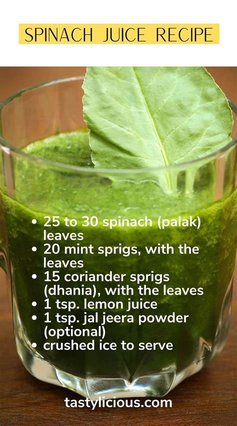 Spinach Juice Recipe Tastylicious Spinach Juice Spinach Juice