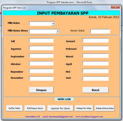 download aplikasi pembayaran spp berbasis excel aneka source code