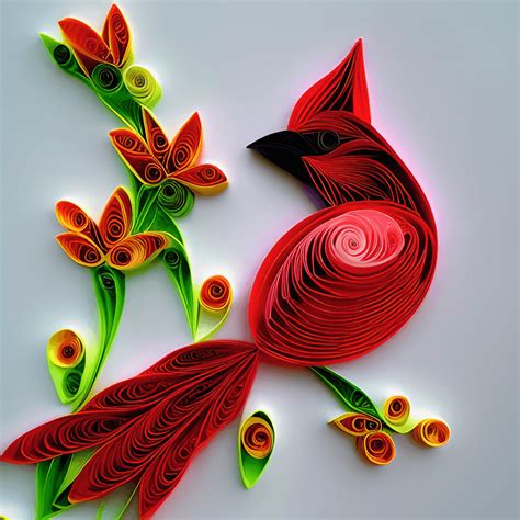 3d Paper Quilling Cardinal Bird · Creative Fabrica