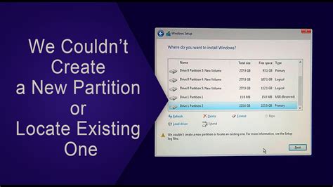 fix we couldn t create a new partition or locate an existing one