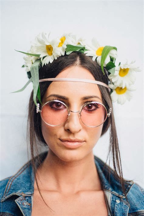 Portrait Of Beautiful Woman With Flowers By Stocksy Contributor