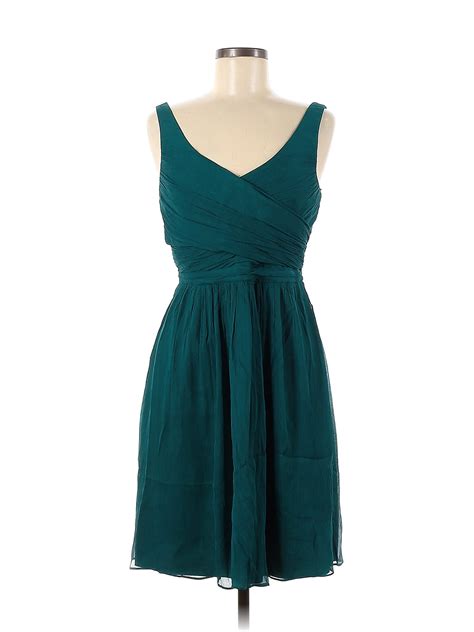 J Crew 100 Silk Solid Teal Green Cocktail Dress Size 6 75 Off Thredup