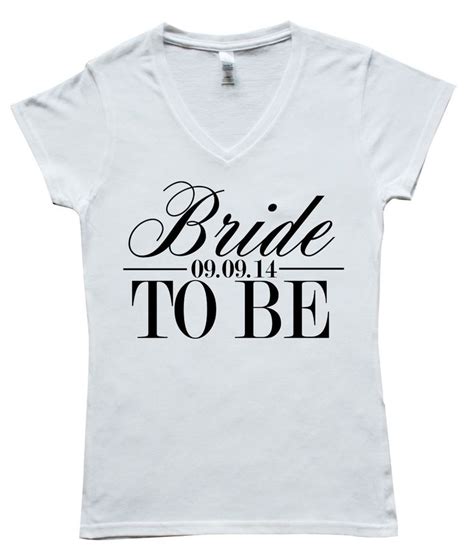 Bride To Be Personalised Date V Neck Womens T Shirt Wedding Hen Do T