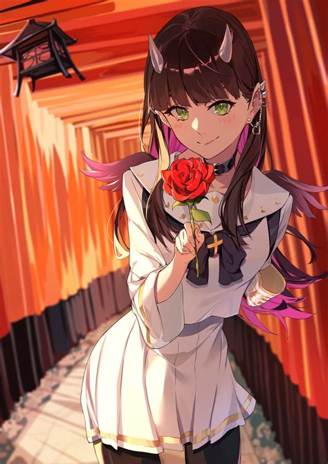 Safebooru 1girl Architecture Arm Behind Back Bangs Belt Collar Blunt