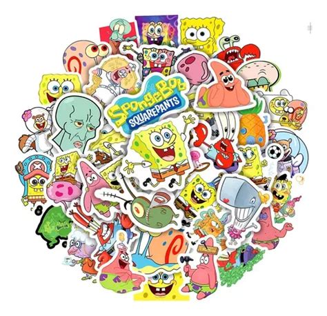 50 Stickers Calcomanias Bob Esponja Cuotas Sin Interés