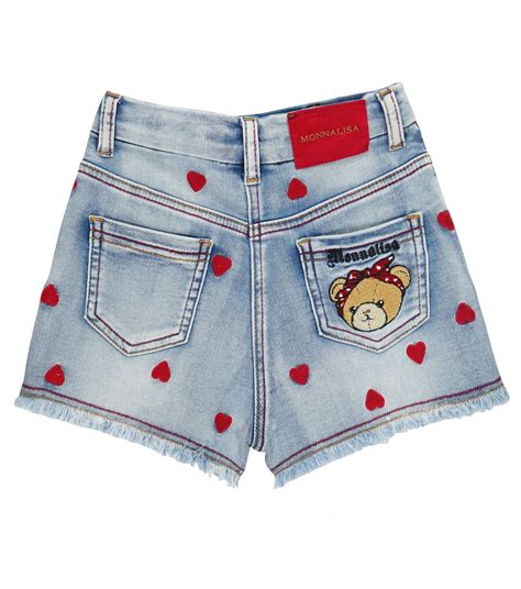 Embroidered Denim Shorts In Blue Monnalisa Mytheresa
