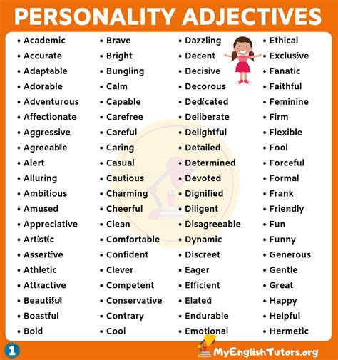 List Of Personality Adjectives