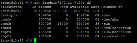 how to run remote ssh command in linux to show result