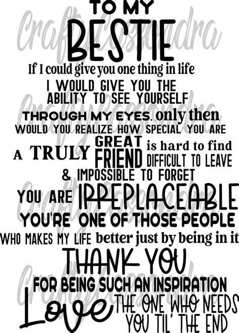 Png Besties Quote To My Bestie If I Could Give You One Thing Etsy