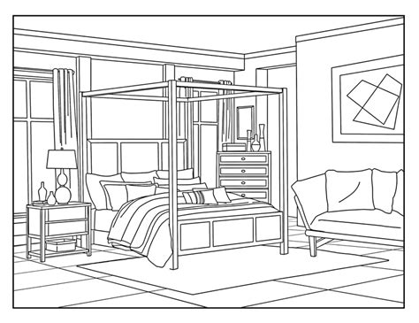 Bedroom Around The House Coloring Pages For Adults 1 Etsy House