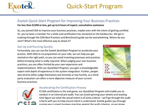quickstart program for improving your business practices