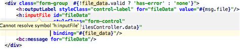 jsf cannot resolve symbol h inputfile ides support intellij