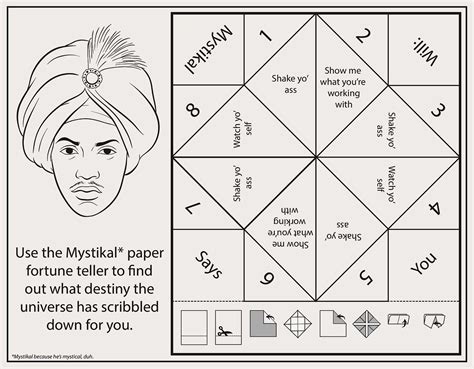 free print fortune teller game coloring pages
