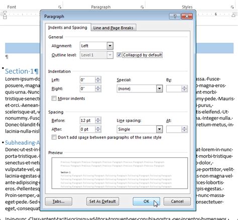 how to collapse and expand parts of your document in word