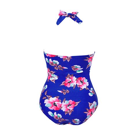 Plus Size Women Monokinis Floral Print Swimsuit Swimwear Beachwear