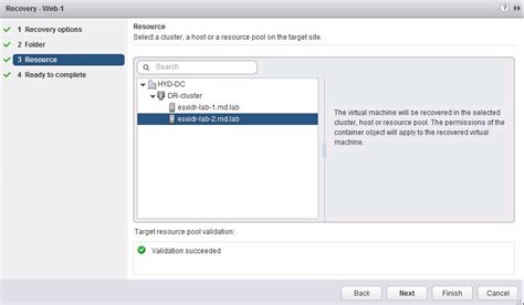how to perform recovery of the virtual machine using vsphere replication