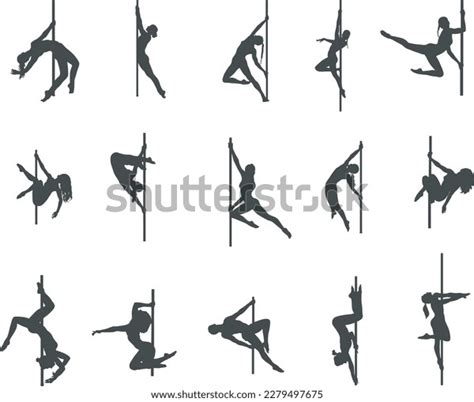 Pole Dance Women Silhouette Pole Dance Stock Vector Royalty Free