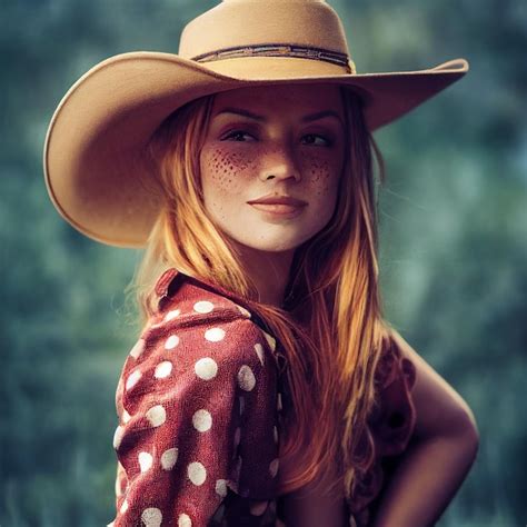 Premium Photo Attractive Cowgirl Posing With Big Hat 3d Rendering