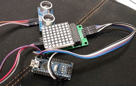 distance sensor with led matrix display on arduino nano elmeranta fi