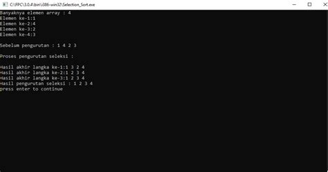 selection sort program pascal