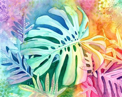 Monstera Art Print Tropical Plants Kauai Watercolor Hawaiian