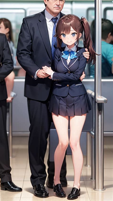 Highest Quality、one Girl And One Middle Aged Man，full Body Figure