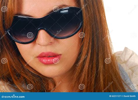 Attractive Hispanic Woman Wearing Sunglasses Stock Image Image Of