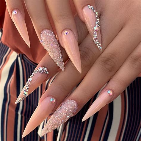 65 Stylish Stiletto Nail Art Designs Bling Acrylic Nails Rhinestone