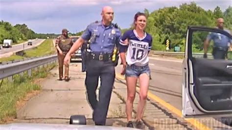 Woman Escaping In A Stolen Car Intentionally Hits Police Car