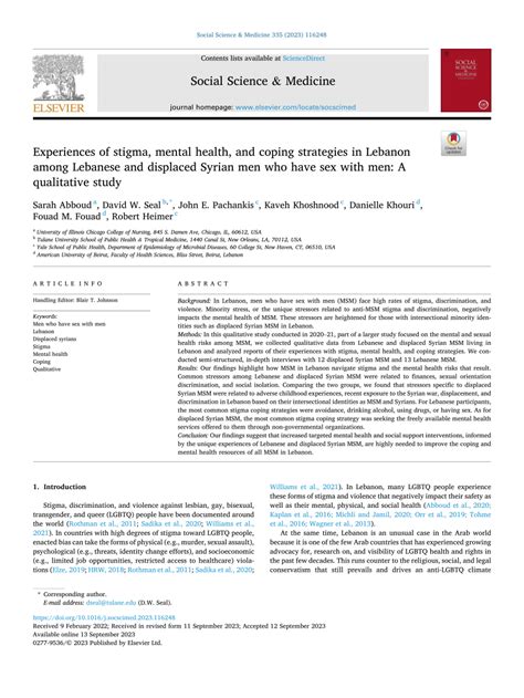 Pdf Experiences Of Stigma Mental Health And Coping Strategies In