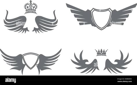 Wing Shield Crown Collection Stock Vector Image And Art Alamy