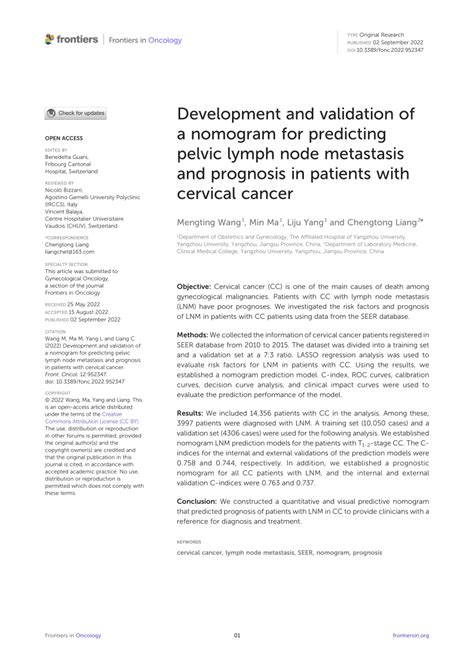 Pdf Development And Validation Of A Nomogram For Predicting Pelvic
