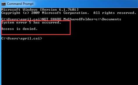 system error 5 has occurred