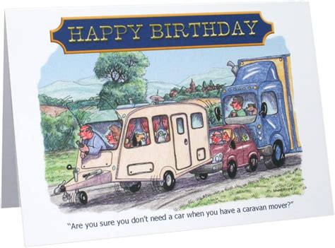 Driving Caravan Humour Greetings Card 10579 Happy Birthday Amazon
