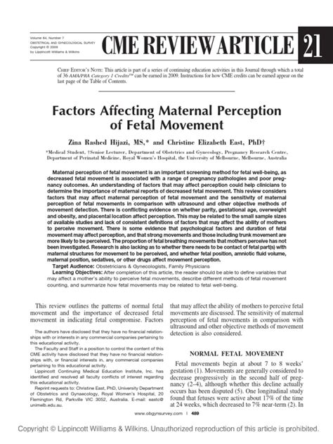 Factors Affecting Maternal Perception Of Fetal Movements Pdf Fetus