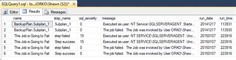what is the query to display the failed sql jobs