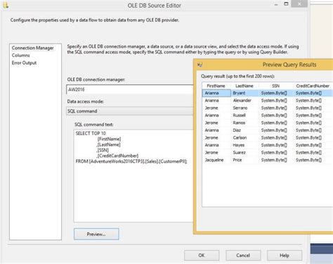 reading always encrypted data with sql server integration services 2016