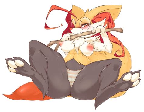rule 34 ass biting blush braixen breasts erect nipples