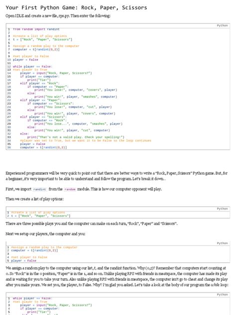 your first python game rock paper scissors python the hello