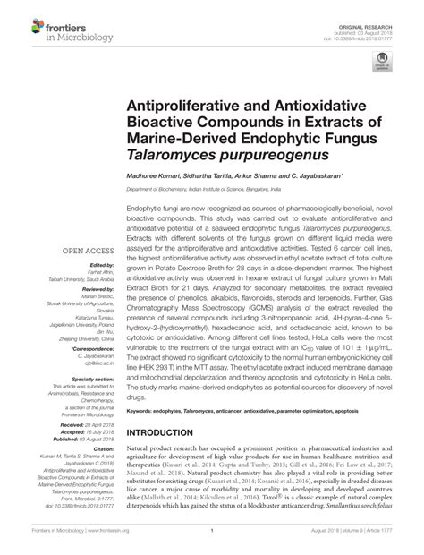 Pdf Antiproliferative And Antioxidative Bioactive Compounds In