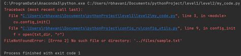 working directory python is throwing error for a file path inside the
