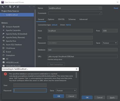 mysql adding xampp sql database to phpstorm gives
