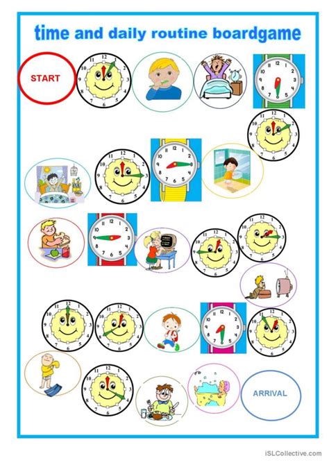 Time And Daily Routine Boardgame B… English Esl Worksheets Pdf And Doc