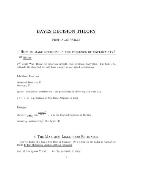Bayes Decision Theory How To Make Decisions In The Presence Of